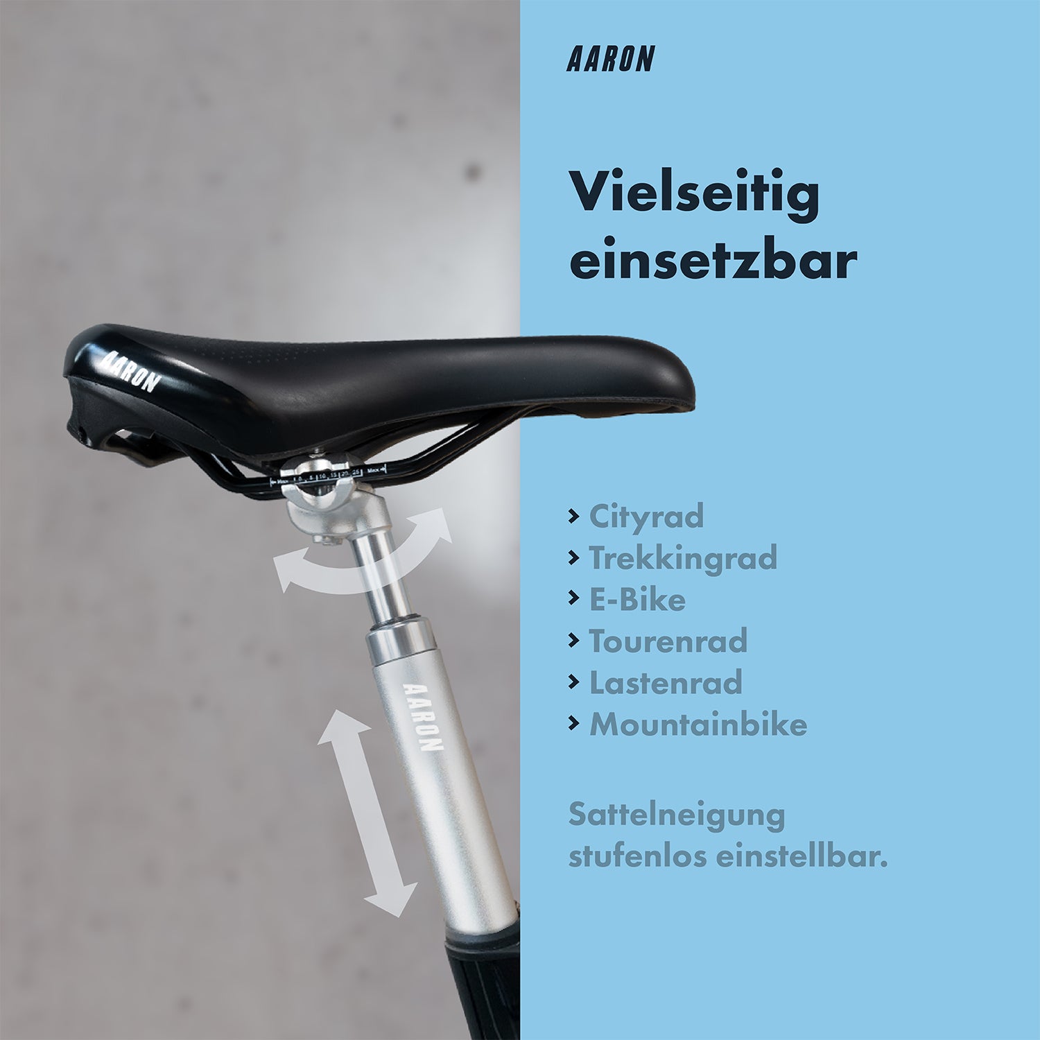AARON Spring Federsattelstütze - 27,2, 30,9 oder 31,6 mm - Silber